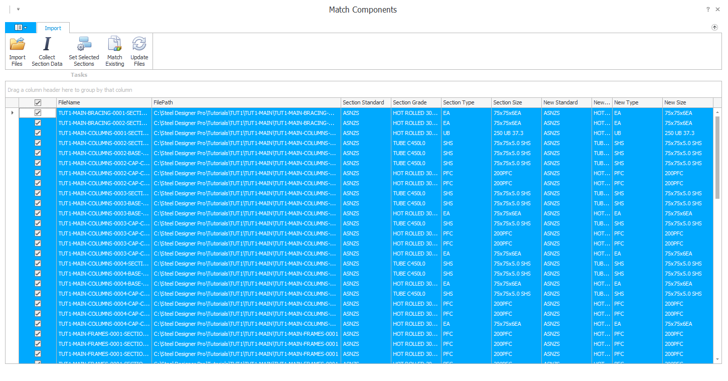 BATCH MODIFY SECTIONS